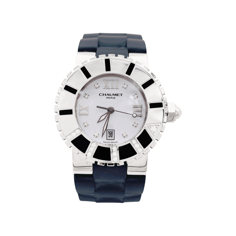 Chaumet watch, "Class-One", in steel and diamonds.