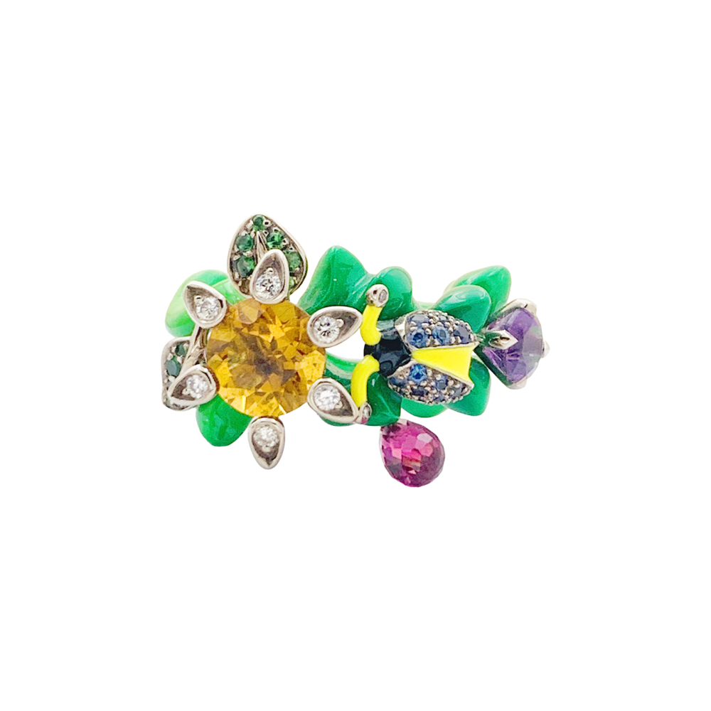 Dior ring, "Milly Carnivora", lacquer, diamonds, colored stones.